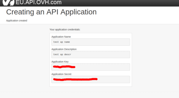 Créer des identifiants API OVH pour votre application avec l'aide de python