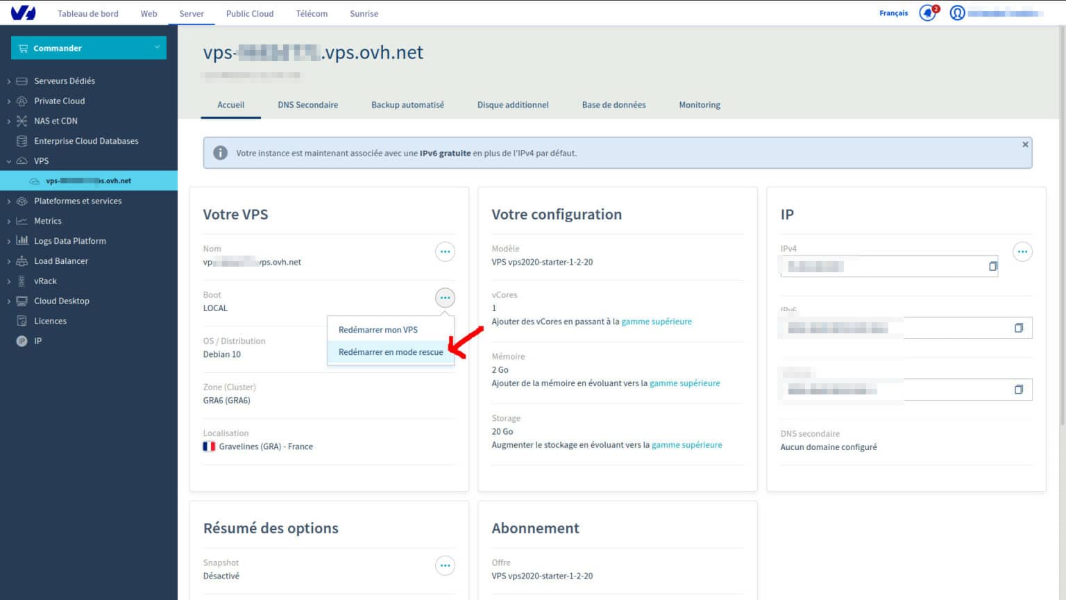 Redémarrer un VPS OVH en mode rescue pour le réparer